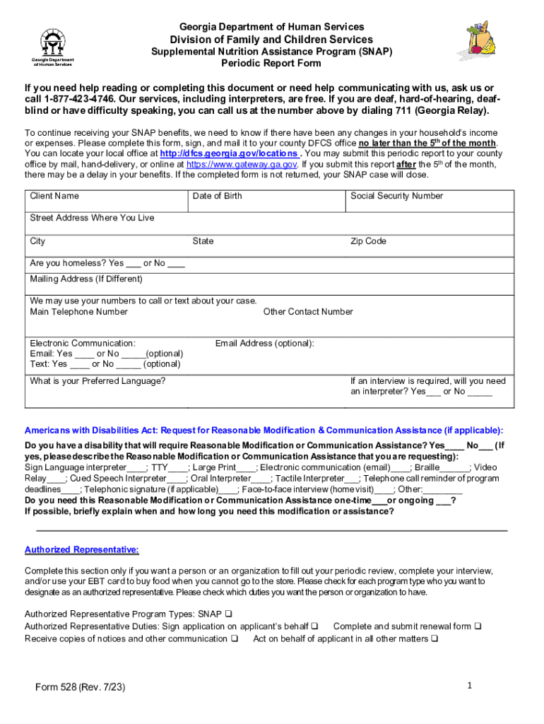 Fillable Online Periodic ReportingGeorgia Department of Human Services ...