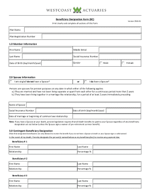 Fillable Online Beneficiary Designation Form (BC) Fax Email Print ...
