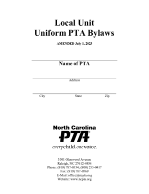 Fillable Online Local Unit Uniform PTA Bylaws Fax Email Print - pdfFiller