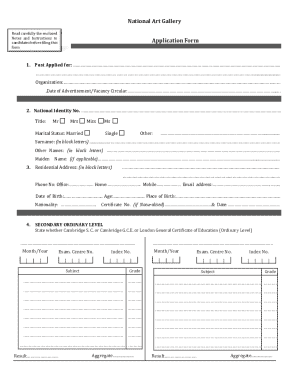 Fillable Online culture govmu National Art Gallery Application Form Fax Email Print - pdfFiller