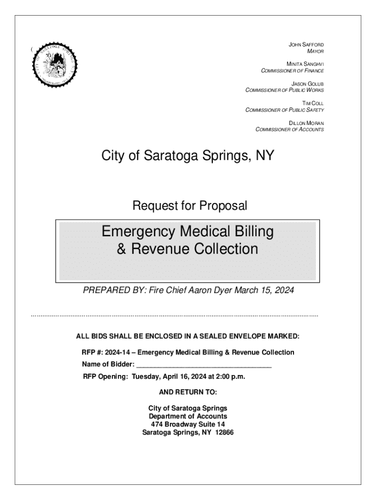 Fillable Online Emergency Medical Billing & Revenue Collection: RFP ...