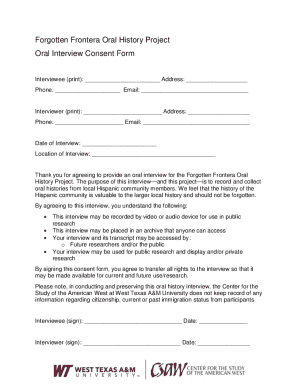 Fillable Online Forgotten Frontera Oral History Project Oral Interview ...