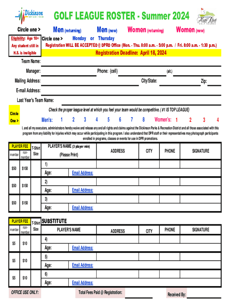 Fillable Online Men's and Women's Golf Finalize 2024 Spring Schedules ...