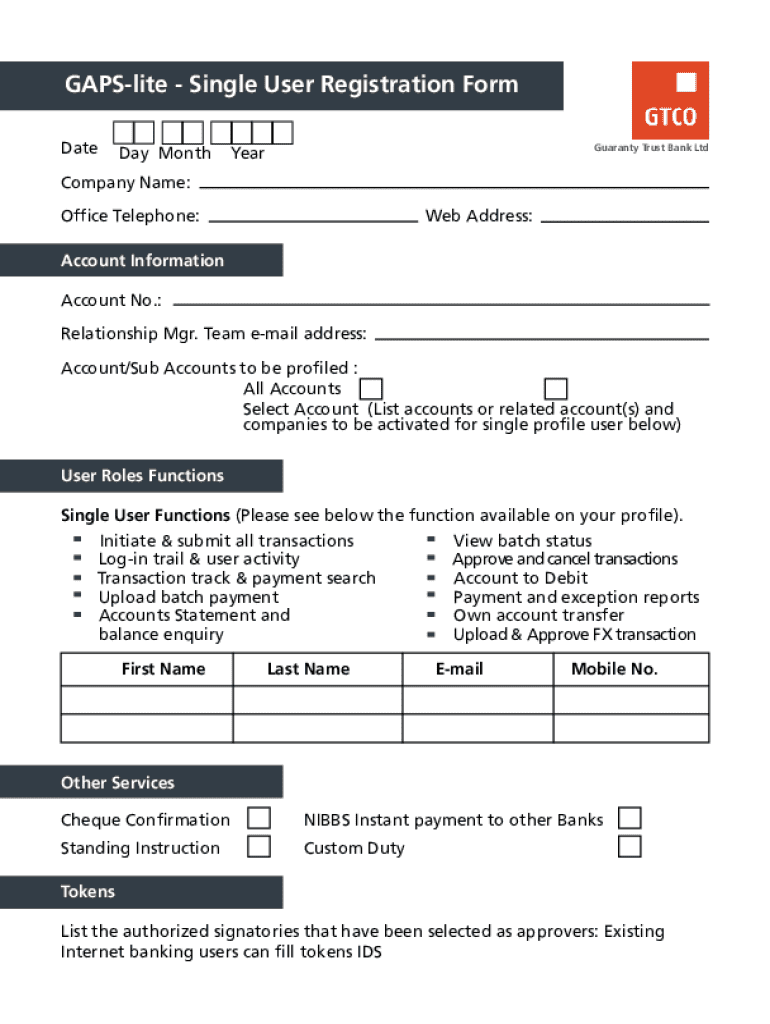 Fillable Online GAPS-Lite-Single-User-Registration-Form.pdf Fax Email ...