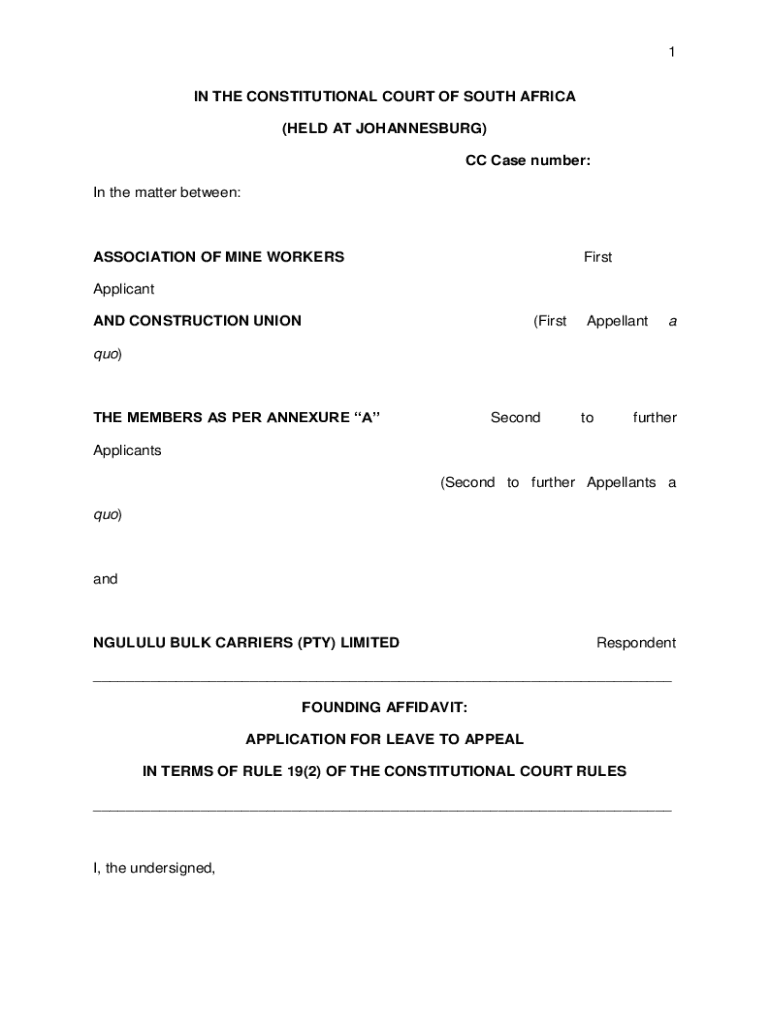 Fillable Online 06Applicants' Founding Affidavit Application for ...