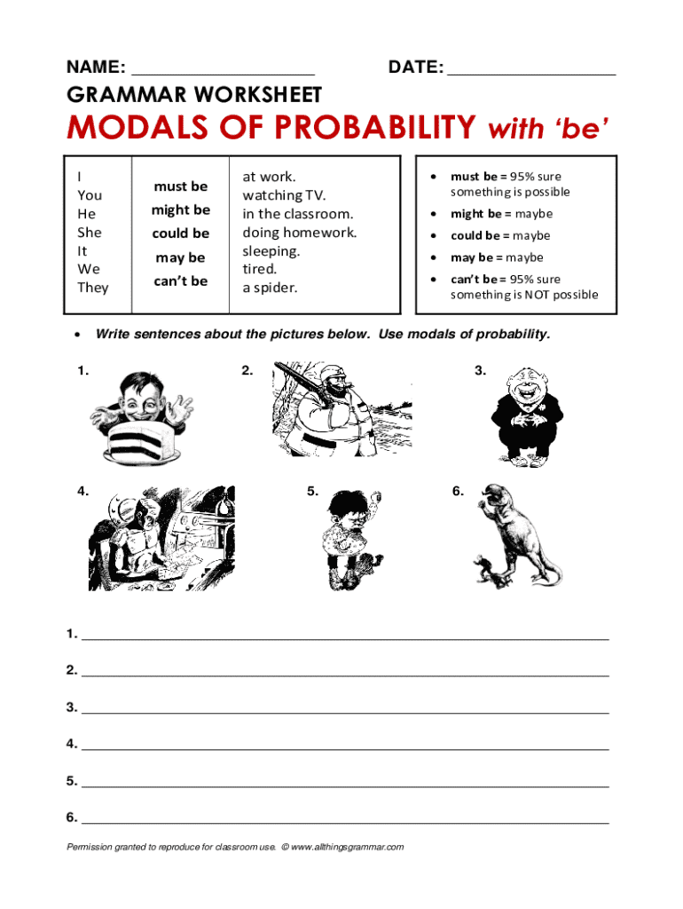 Fillable Online Modals of PossibilityGrammar Practice Worksheets Fax Email Print - pdfFiller