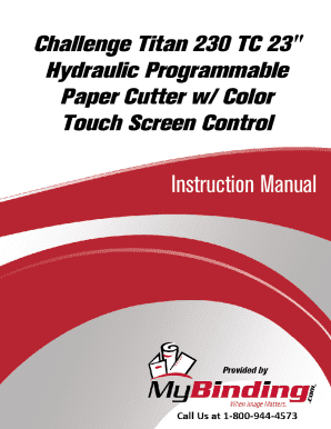 Fillable Online Challenge Titan 230 TC Hydraulic Cutter with Light ...