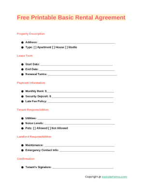 Free Printable Basic Rental Agreement Doc Template | pdfFiller