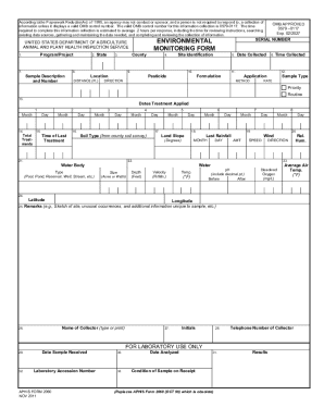 Fillable Online APHIS Form 2060 Environmental Monitoring Form Fax Email ...