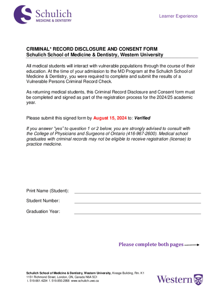 Fillable Online CRIMINAL* RECORD DISCLOSURE AND CONSENT FORM Fax Email Print - pdfFiller