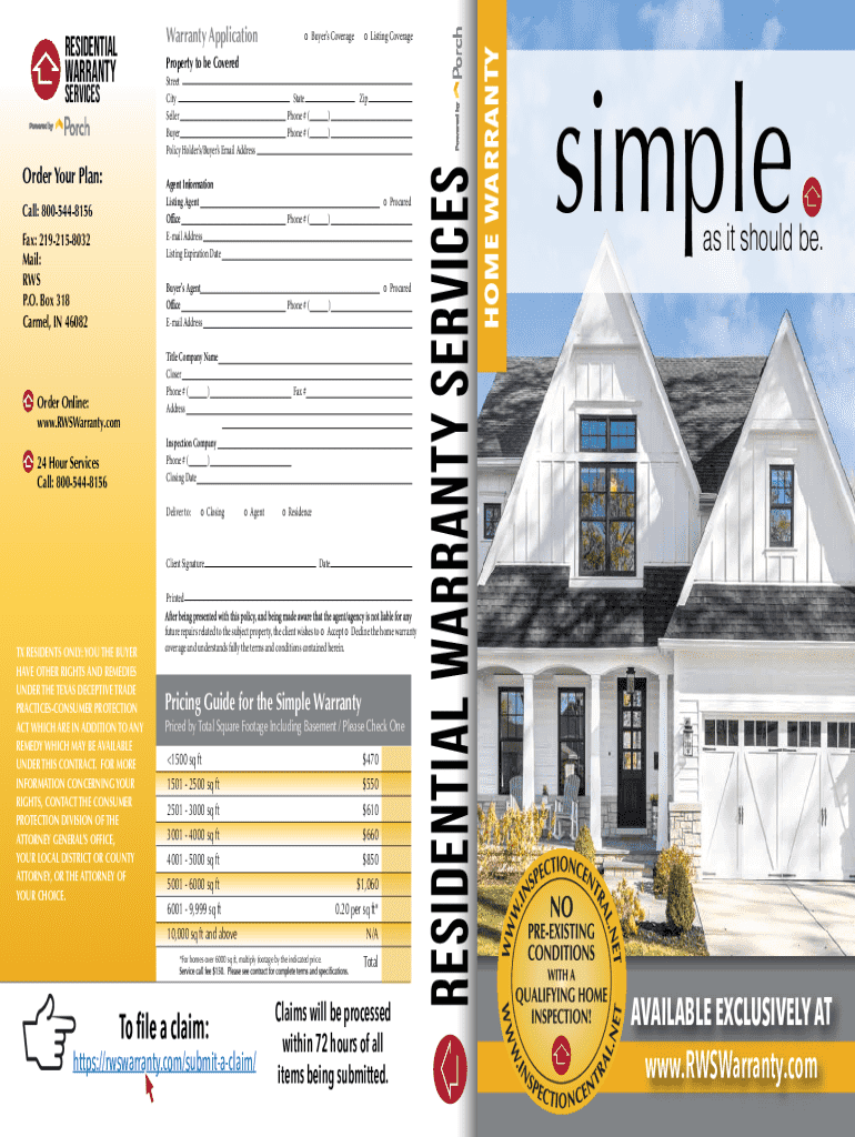 Fillable Online Residential Warranty ServicesBuilding Relationships, One ... Fax Email Print ...