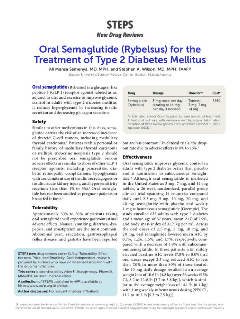 Fillable Online Semaglutide Is a New Once-Daily Oral Medication to ...