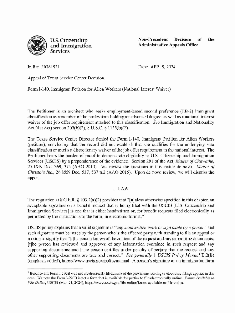 Fillable Online Form 1-140, Immigrant Petition for Alien Workers ...