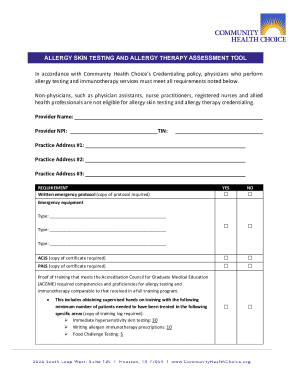Fillable Online Allergy Skin Testing and Allergy Therapy Assessment ...