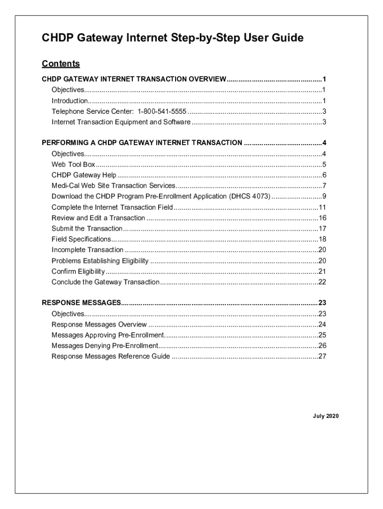 Fillable Online CHDP Gateway Internet Step-by-Step User Guide - Medi ...