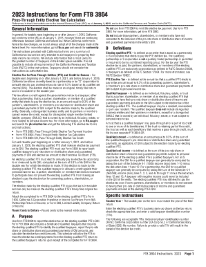 Fillable Online 2023 Instructions for Form FTB 3804 Pass-Through Entity ...