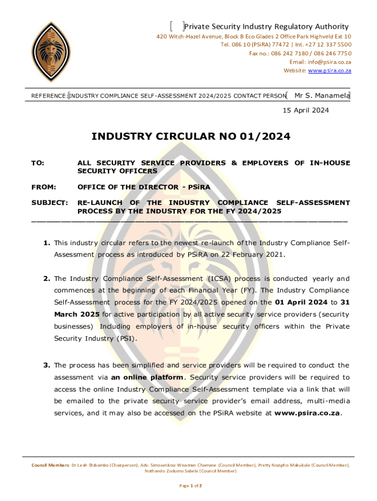 Fillable Online Private Security Industry Regulatory Authority's post Fax Email Print - pdfFiller