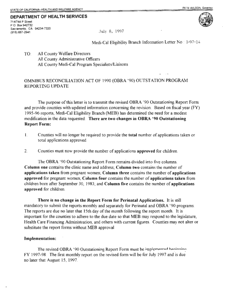 Fillable Online Medi-Cal Eligibility Branch Information Letter No.: I ...