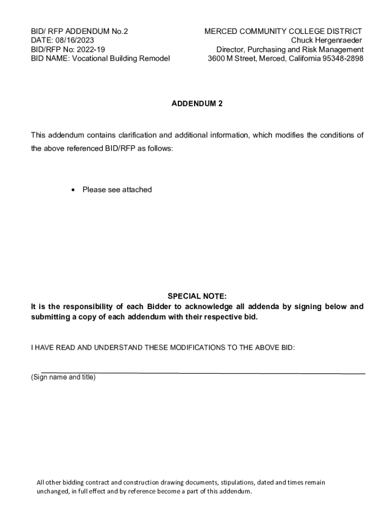 Fillable Online BID/ RFP ADDEDUM No.2 Fax Email Print - pdfFiller