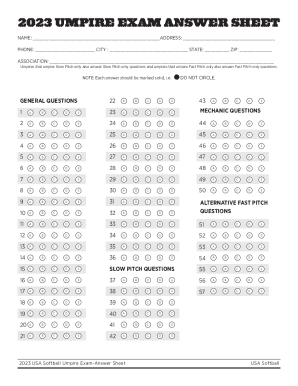 Fillable Online Fillable Online 2024 UMPIRE EXAM ANSWER SHEET Ngin Fax ...