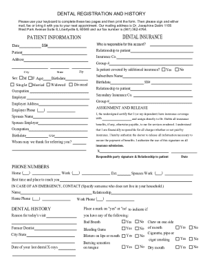 Fillable Online Patient Registration and Dental History Form Fax Email Print - pdfFiller