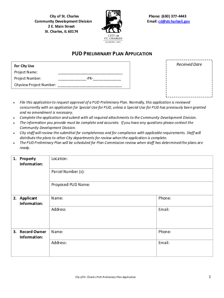 Fillable Online PUD PRELIMINARY PLAN APPLICATION Fax Email Print ...