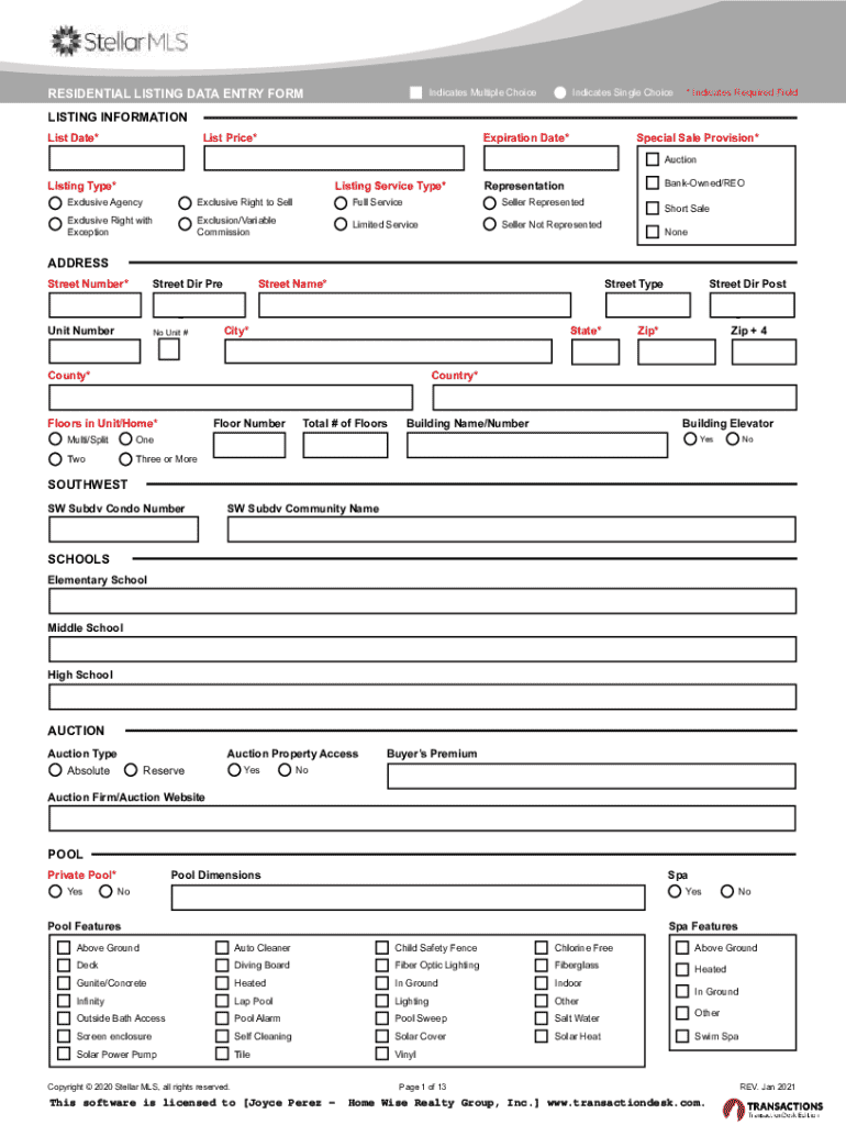 Fillable Online Filling out a residential MLS input sheet Fax Email ...