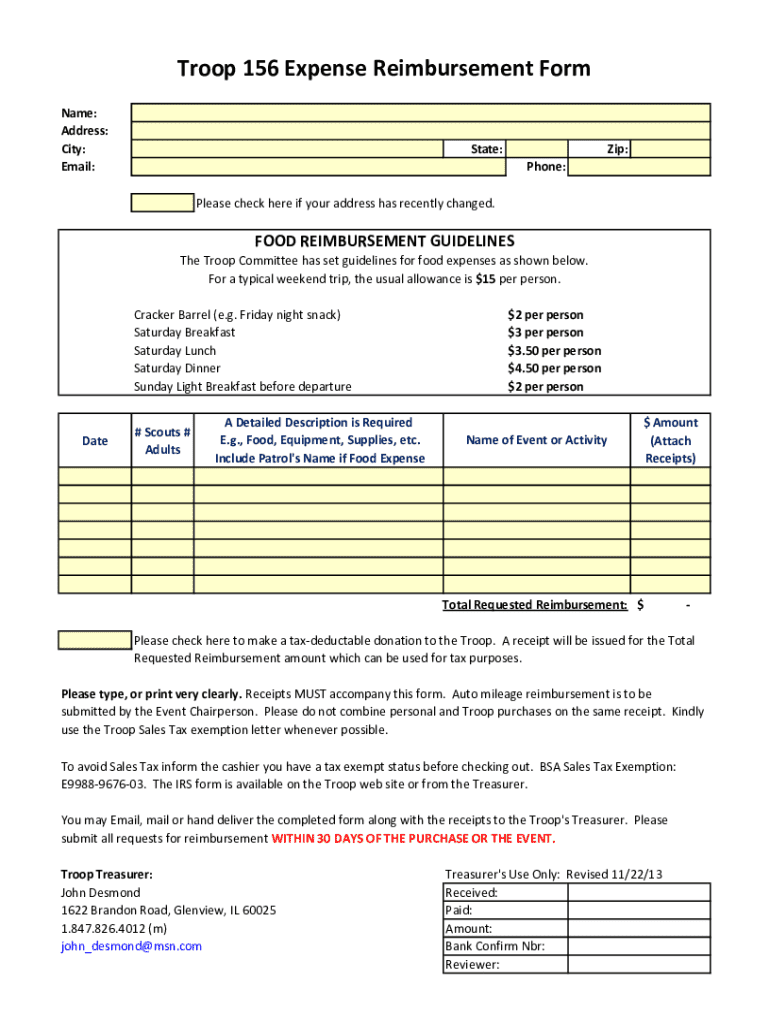 Fillable Online 18 Printable expense reimbursement form pdf Templates ...