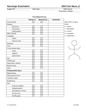 Fillable Online Neurologic Examination Form NeuroE. UDS Addendum Forms ...