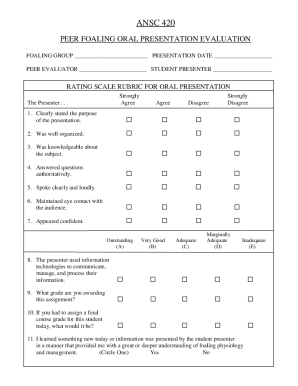 Fillable Online A Rating Scale Rubric for an Oral Presentation Fax ...