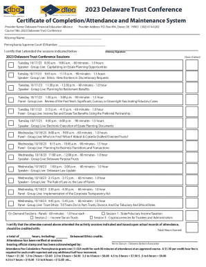 Fillable Online 2023 DE Trust Conference PA CLE Form Fax Email Print - pdfFiller