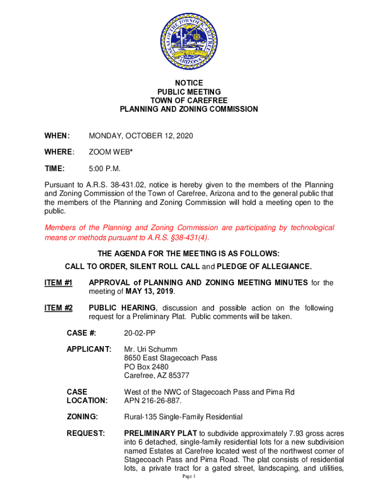 Fillable Online 02, notice is hereby given to the members of the Planning Fax Email Print ...