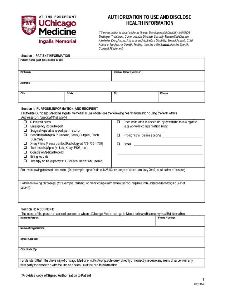 Fillable Online Cook County Health HIPAA Authorization for Research Fax ...