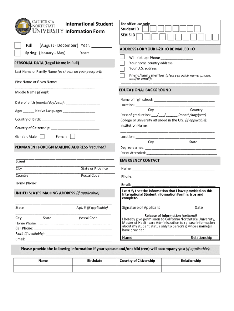 Fillable Online Student information Form2122.docx Fax Email Print - pdfFiller
