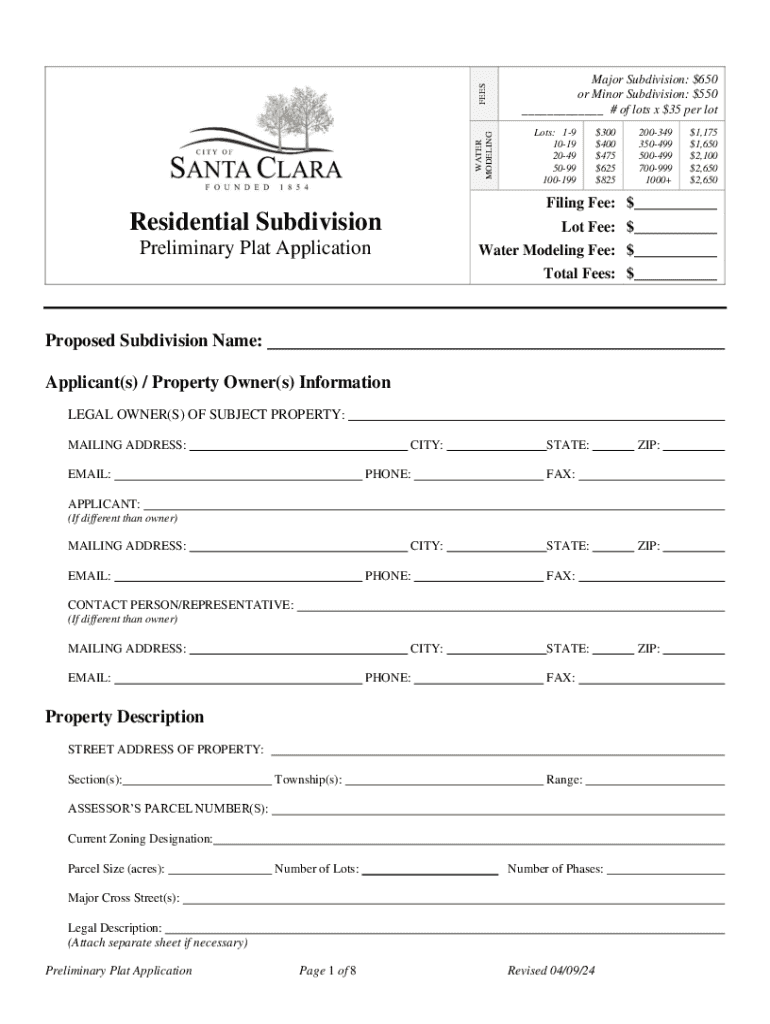 Fillable Online Major Subdivision: $650 Fax Email Print - pdfFiller