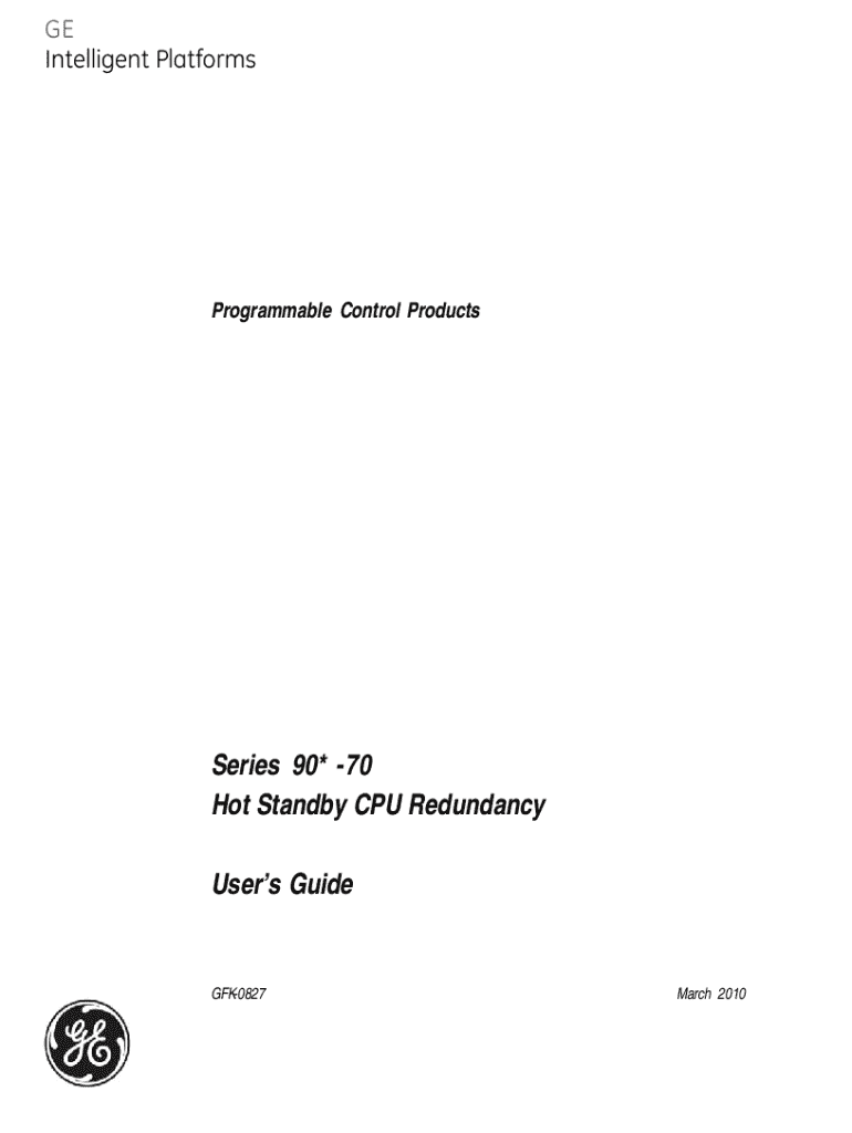 Fillable Online Series 90* - 70 Hot Standby CPU Redundancy User's Guide ...