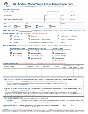 Fillable Online 2024 Employee Medical/Dental & Vision Election Change ...