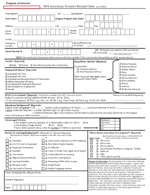 Fillable Online Individual Student Record Form (ISRF) and Barriers to ...
