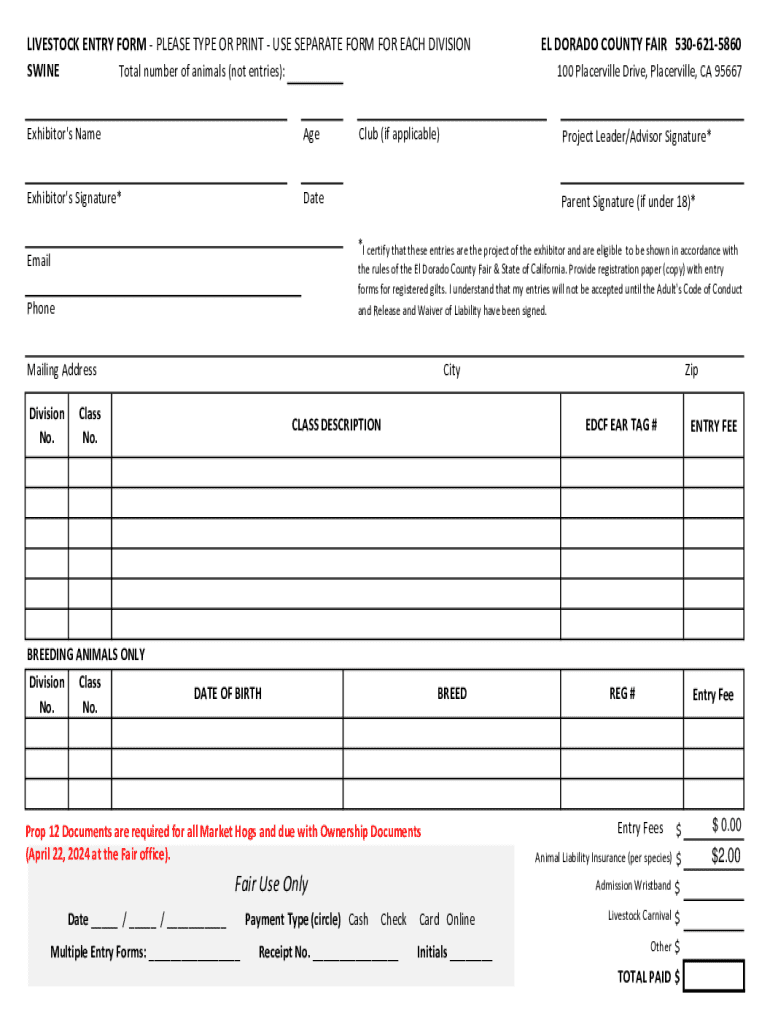 Fillable Online edcf-swine-entry-form.pdf Fax Email Print - pdfFiller