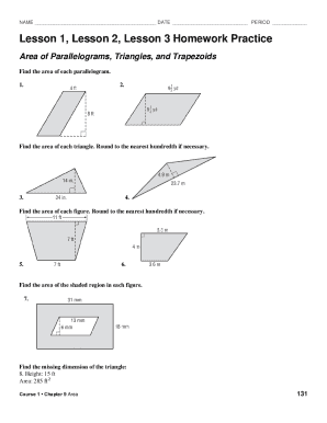 Fillable Online Lesson 1, Lesson 2, Lesson 3 Homework Practice Fax ...
