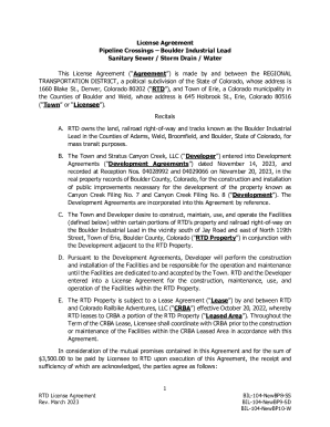 Fillable Online License Agreement Pipeline CrossingsBoulder Industrial ...