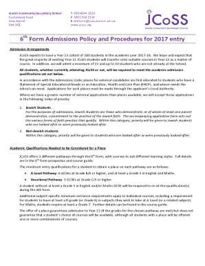 Fillable Online JCoSS The 6th Form Fax Email Print - pdfFiller