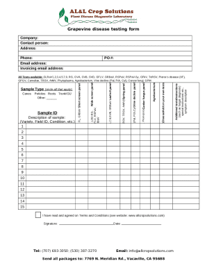 Grapevine Disease Testing Order Doc Template | pdfFiller