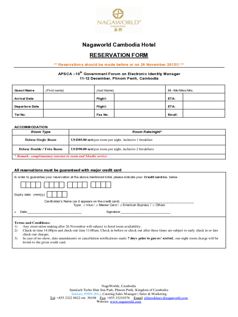 Fillable Online Do you need a hotel reservation confirmation prior to ...