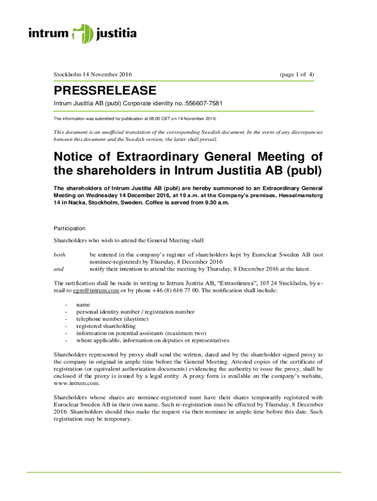 Fillable Online PRESS RELEASE Intrum Justitia and Lindorff to combine ...