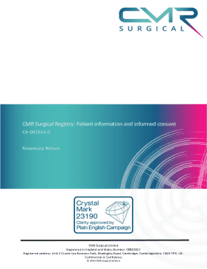 Fillable Online CMR Surgical Registry: Patient information and informed ...