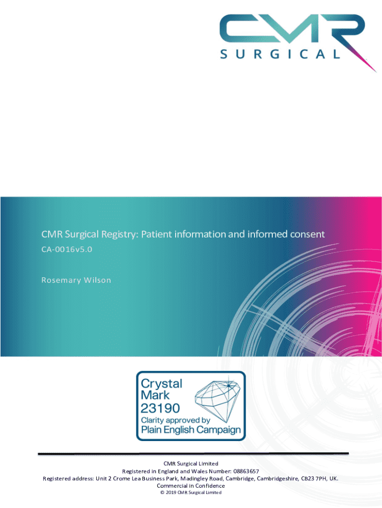 Fillable Online CMR Surgical Registry: Patient information and informed ...