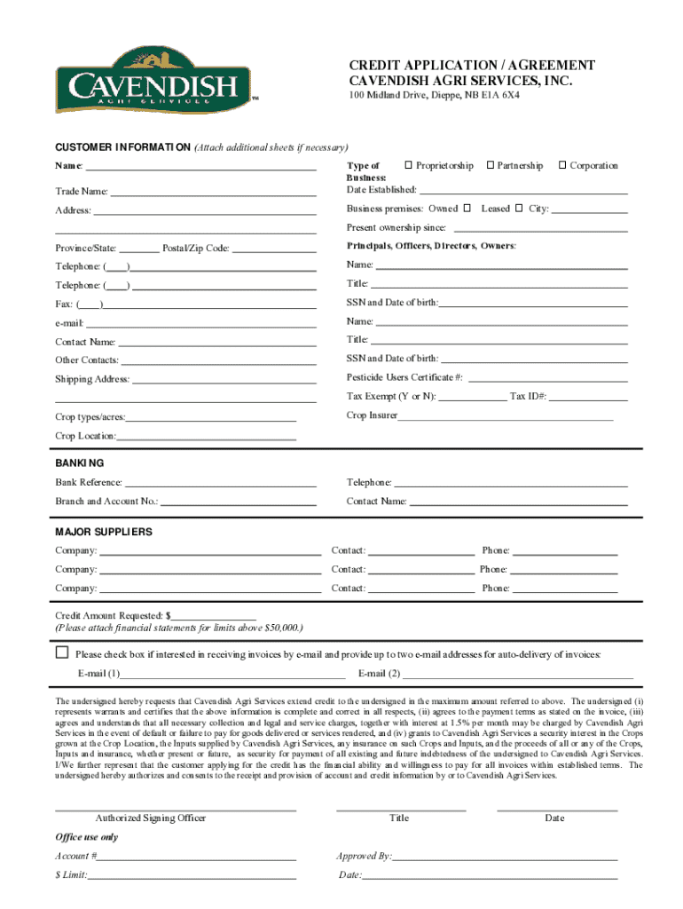 Fillable Online Cavendish Agri Services: crop protectants, fertilizer ...