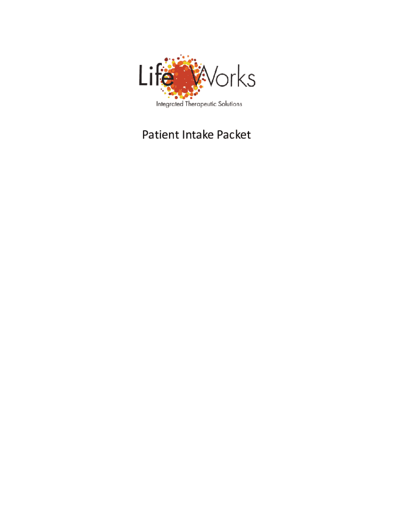 Fillable Online Patient Intake Packet - Life Works - Employment ...
