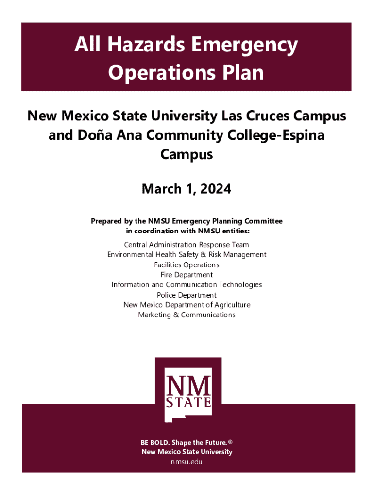 Fillable Online emergencyplanning nmsu All Hazards Emergency PlanNew Mexico State University Fax ...